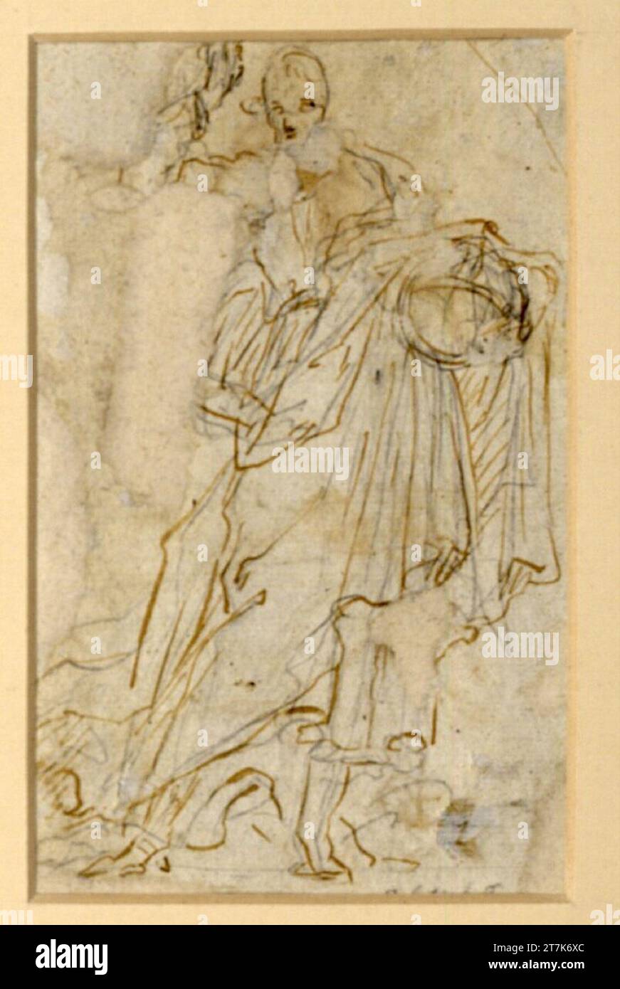 Ignaz Günther The Savior with the globe. Feder in light brown on lead ...