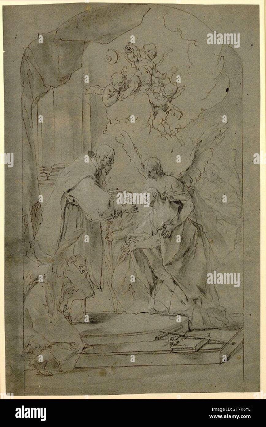 Paul Troger The communion of St. Maria Magdalena. Black and white chalk ...