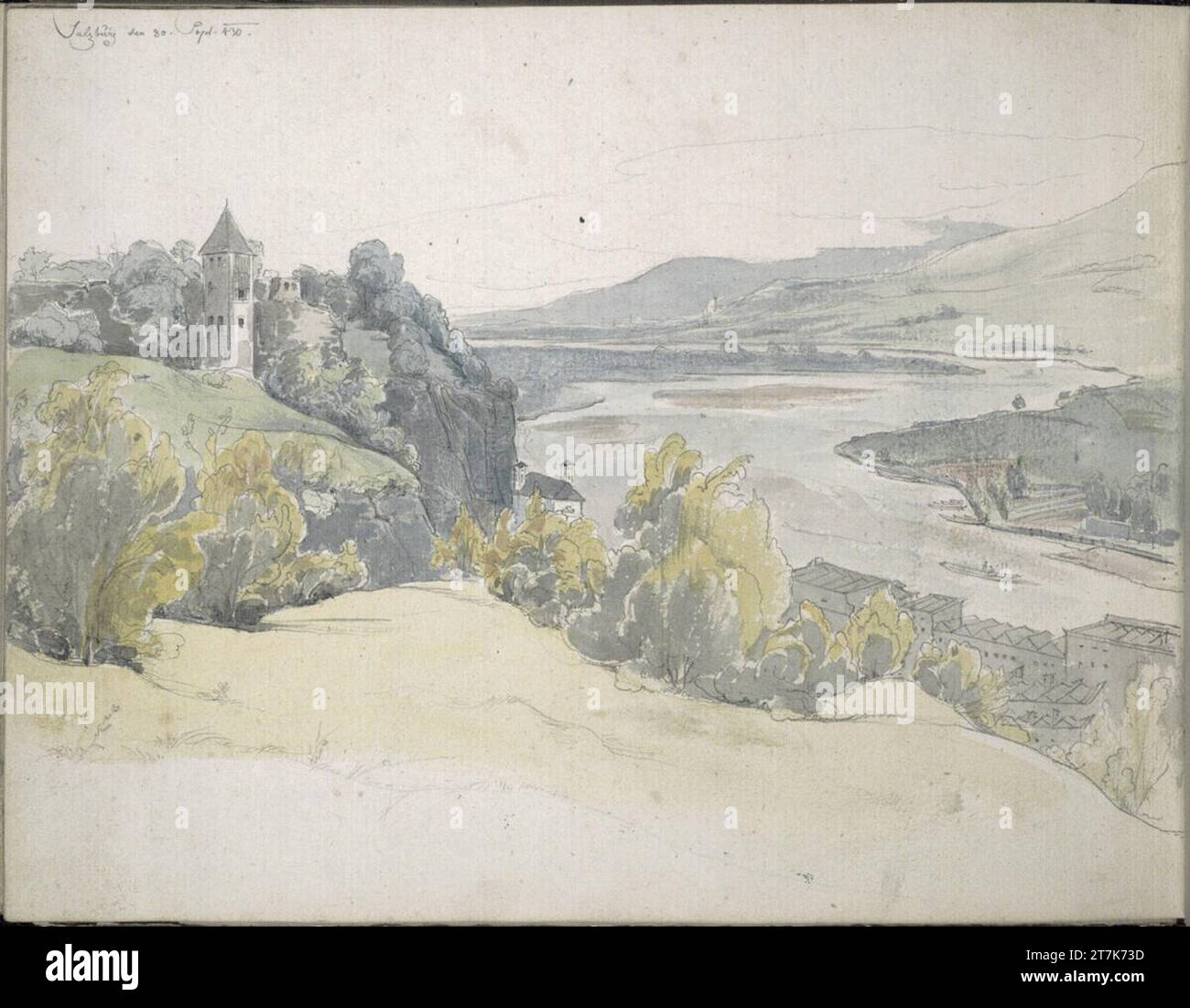 Wilhelm August Rieder Salzburger Land with a view of the Salzach valley ...