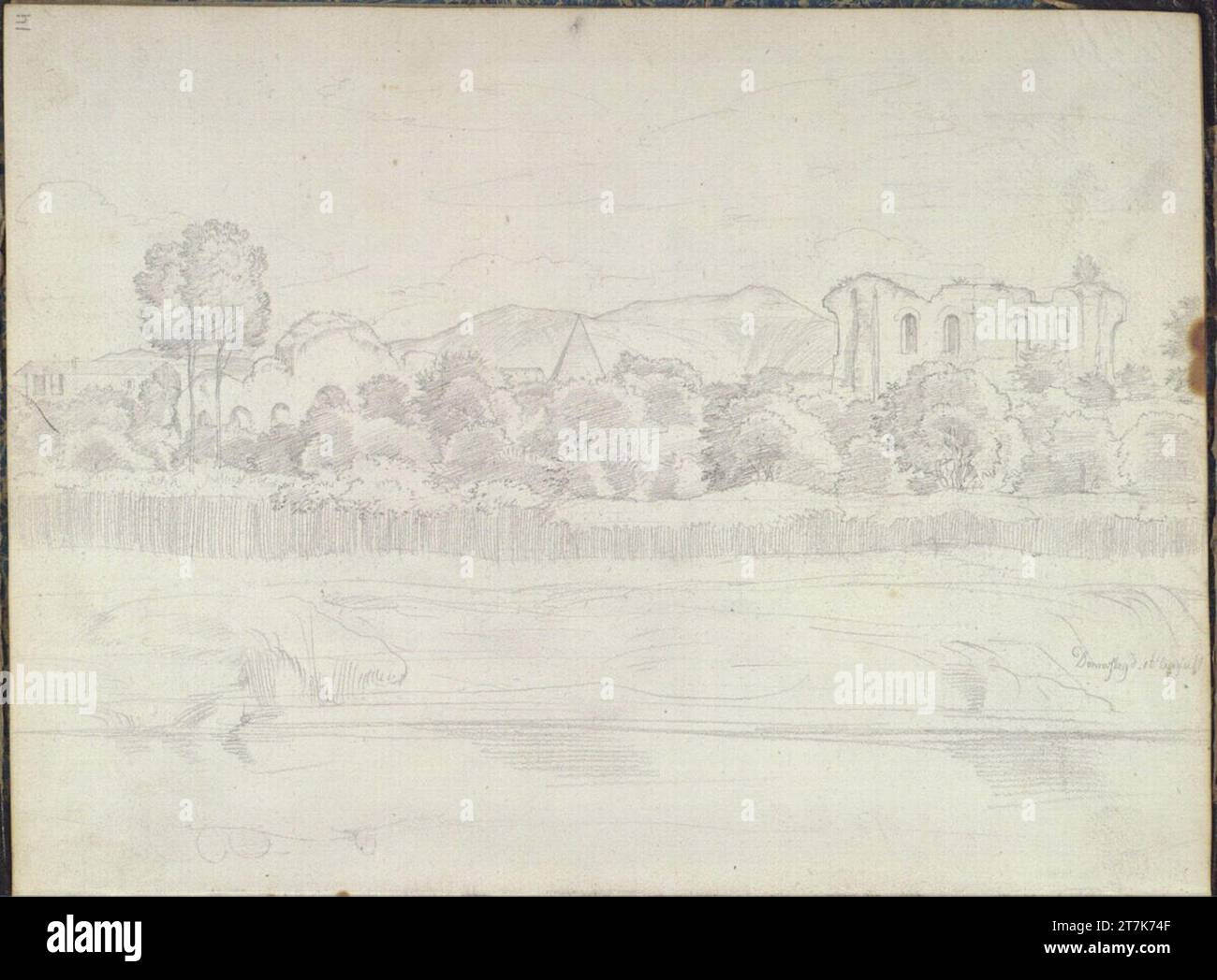 Friedrich Olivier Roman sketchbook: turned 90 ° to the left: View over ...