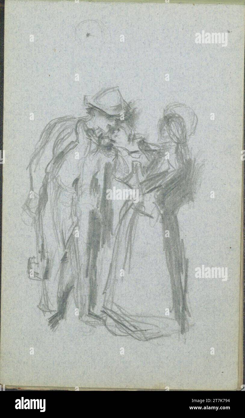 Anton Romako Sketch of a man with a hat, a woman comprehensive. Pencil ...