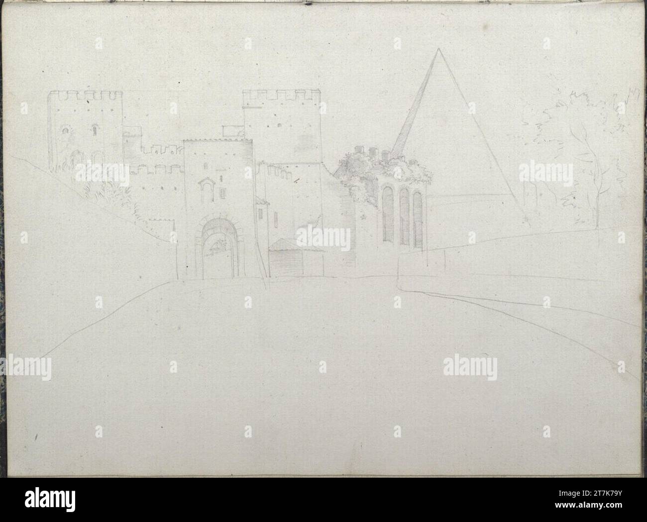 Friedrich Olivier Roman sketchbook: turned 90 ° to the left: the Porta ...