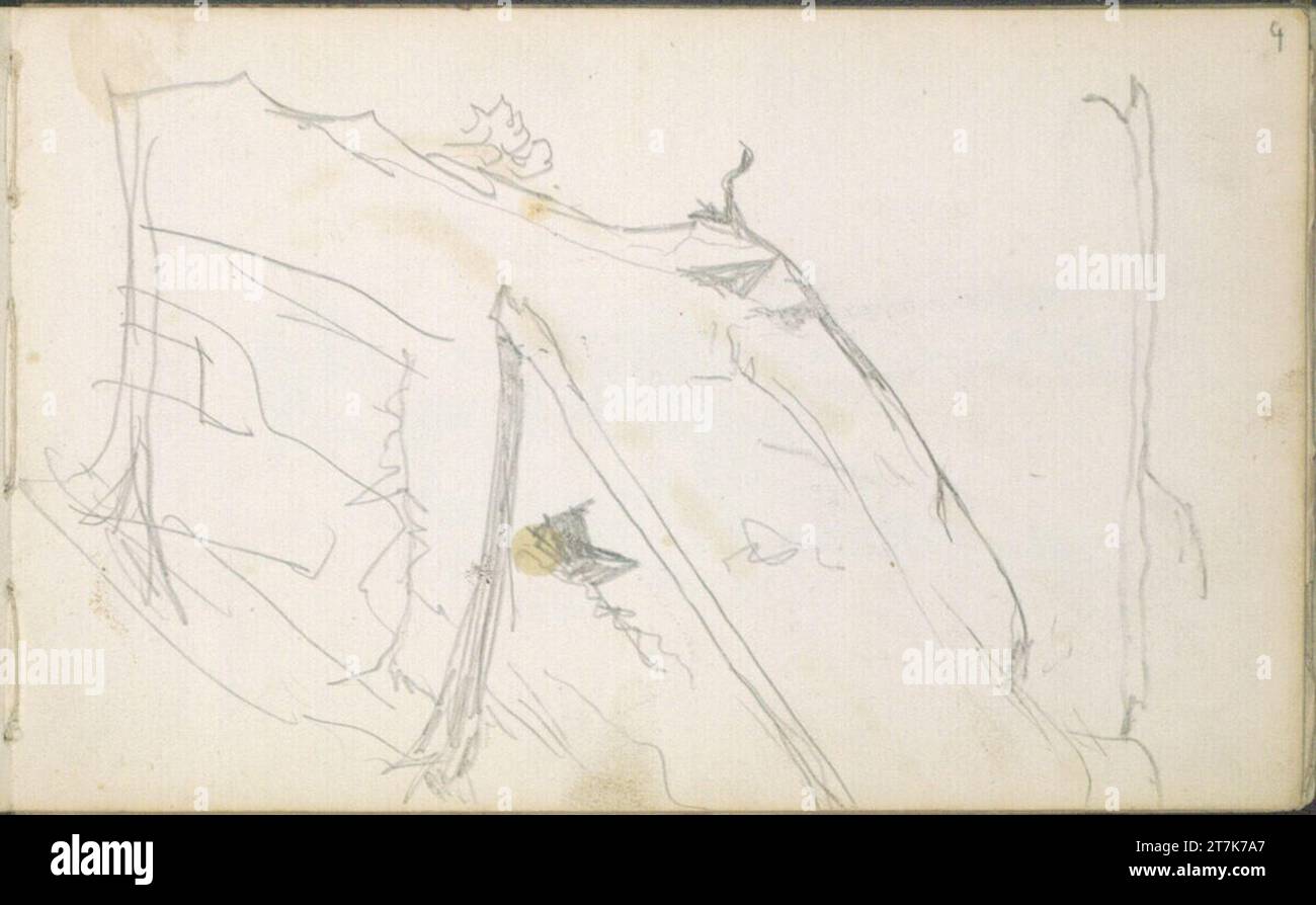 Anton Romako Sketch of a mountain slope with trees. Pencil Stock Photo ...