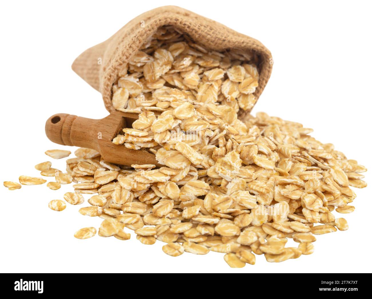 Whole oats in a sack bag closeup Stock Photo - Alamy