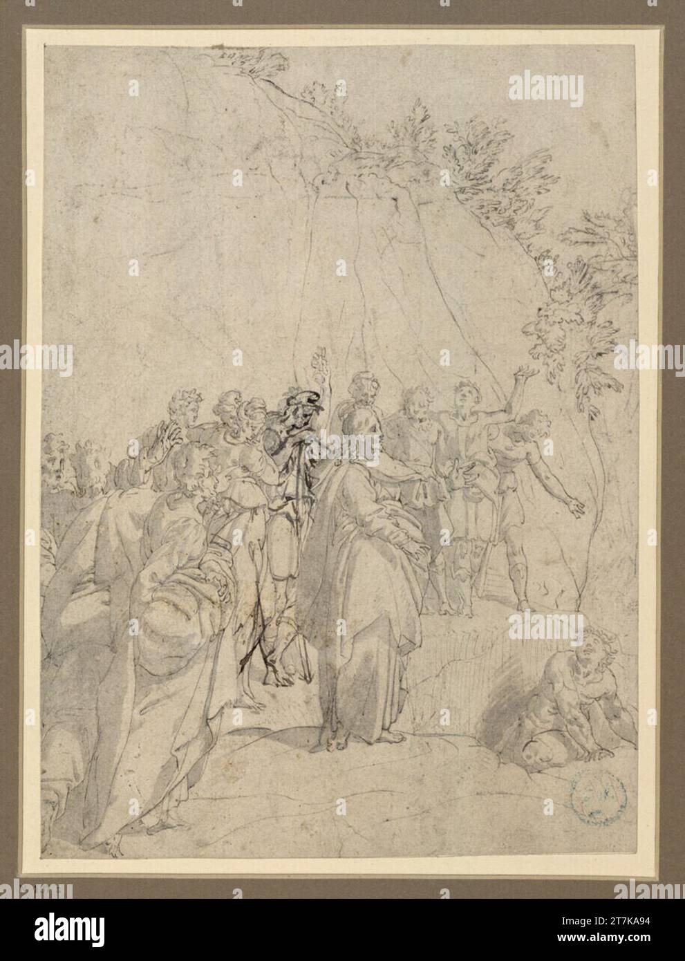 Adriaen de Weerdt Healing of a leper (stab template). Dry purses ...