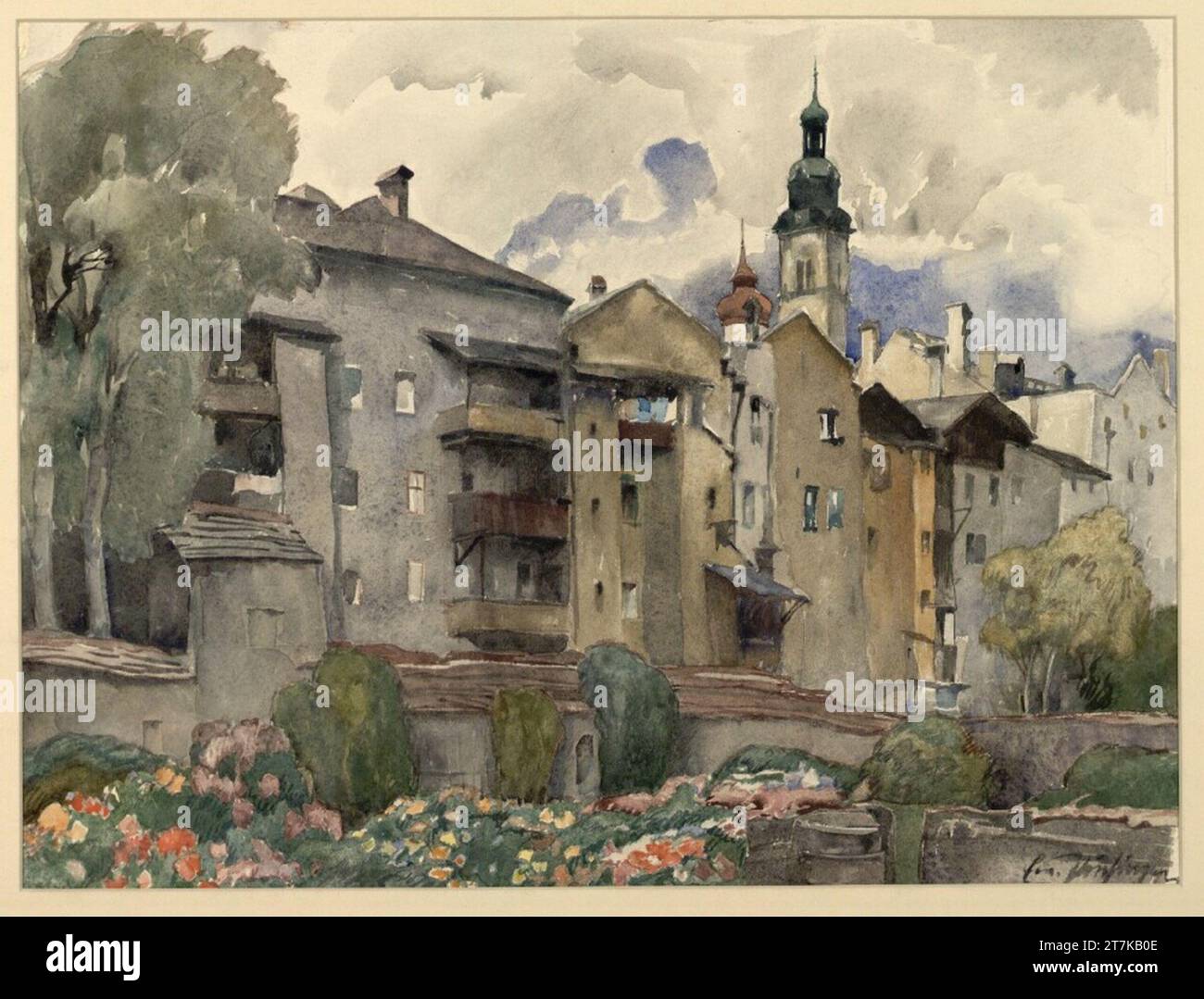 Erwin Puchinger On the old city wall. Watercolor Stock Photo - Alamy