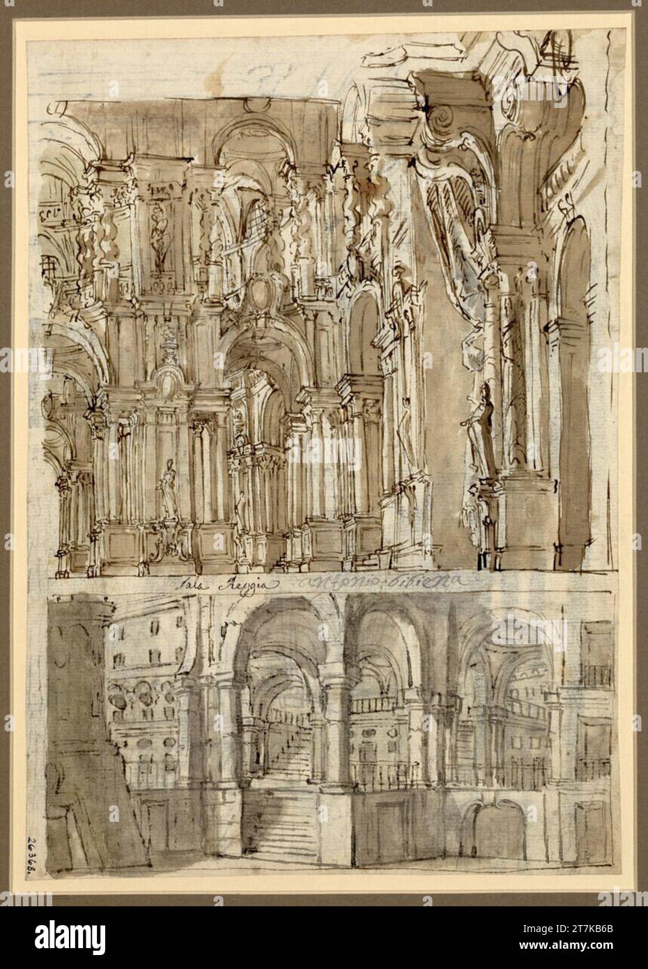 Antonio Galli Bibiena Two different architectural designs strained on ...