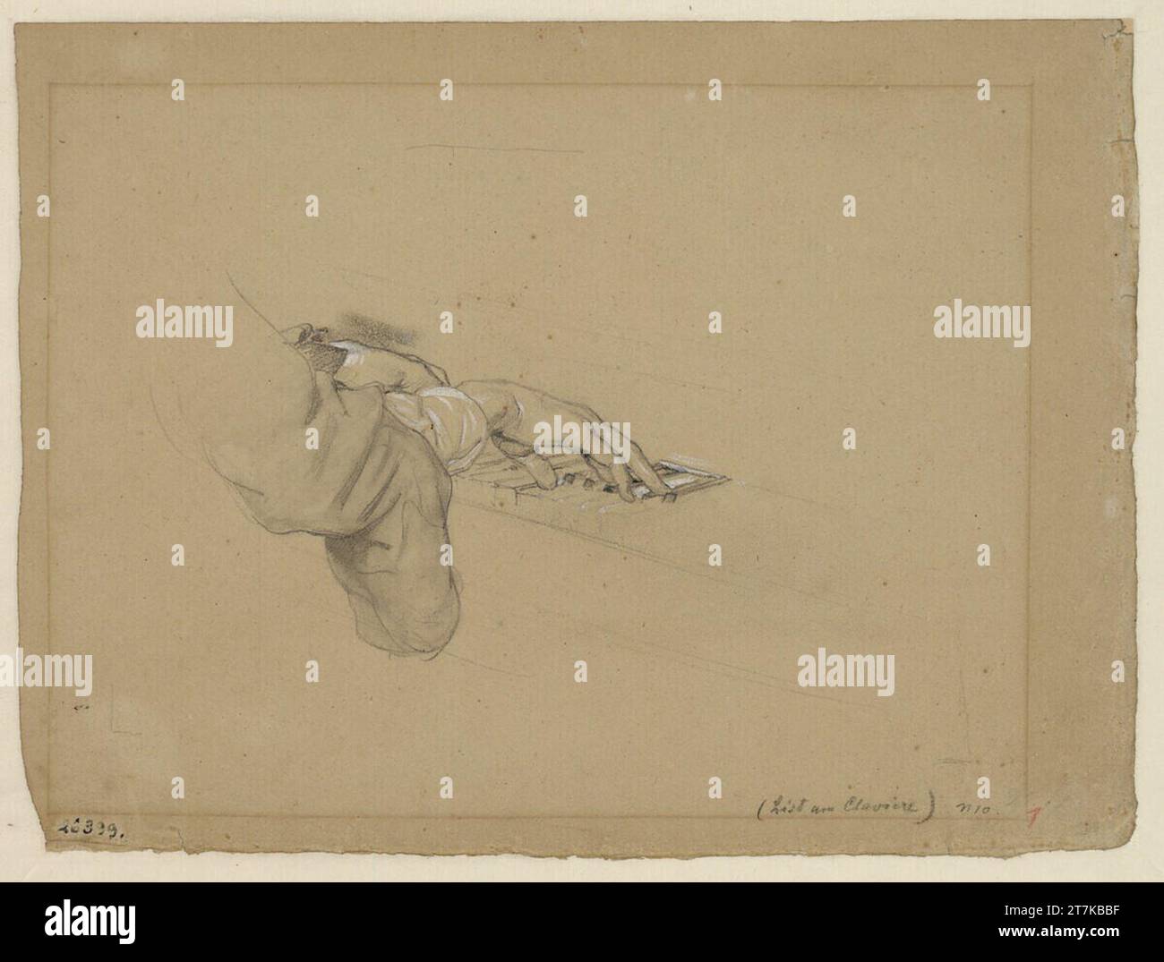 Josef Danhauser Franz Liszt's hands to "Liszt am Piano". Wiped pencil ...
