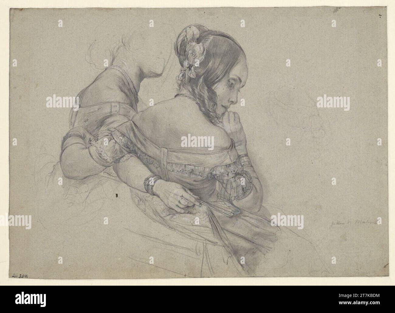 Josef Danhauser Danhauser's wife with girl , Figure study on the ...