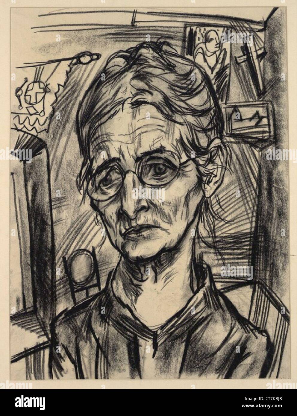 Rudolf Wacker Portrait Ms. Rosalie Haller. Chalk on paper 1924 , 1924 ...