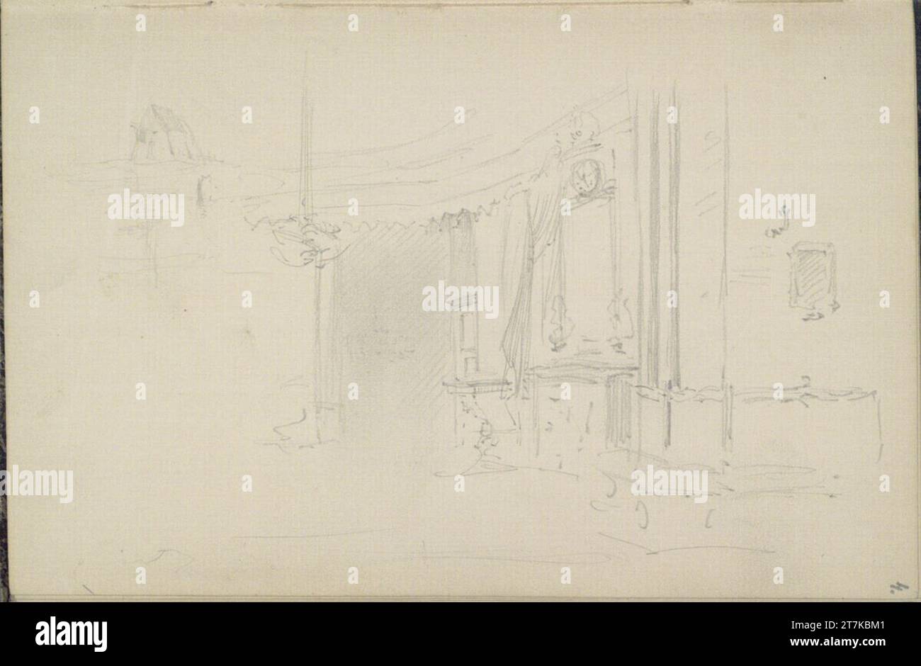 Josef Danhauser Sketch of a salon, with a mirror. Pencil 1844 , 1844 Stock Photo - Alamy