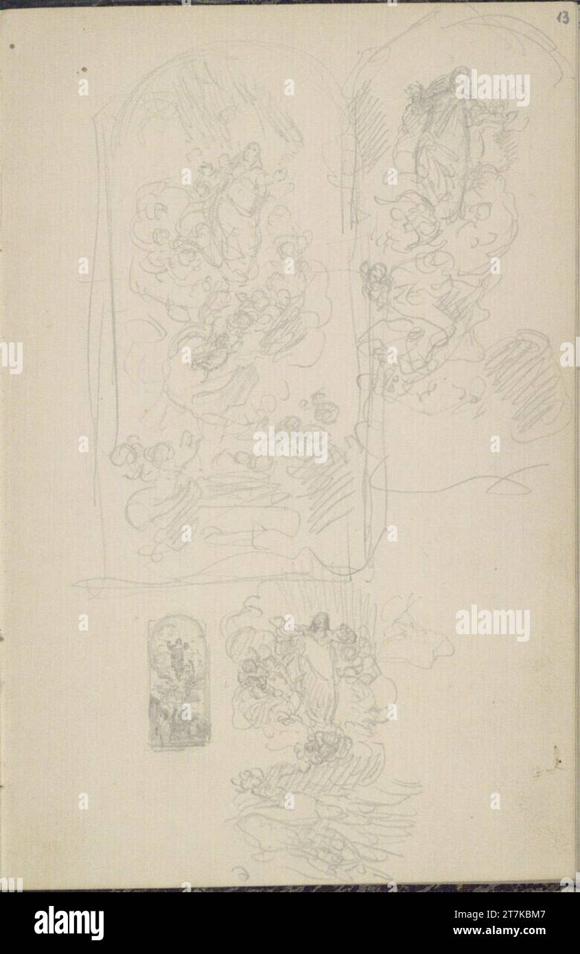 Josef Danhauser Ascension Mariae; Sketch for the altarpiece in Esztergom (Gran). Pencil 1844 ...