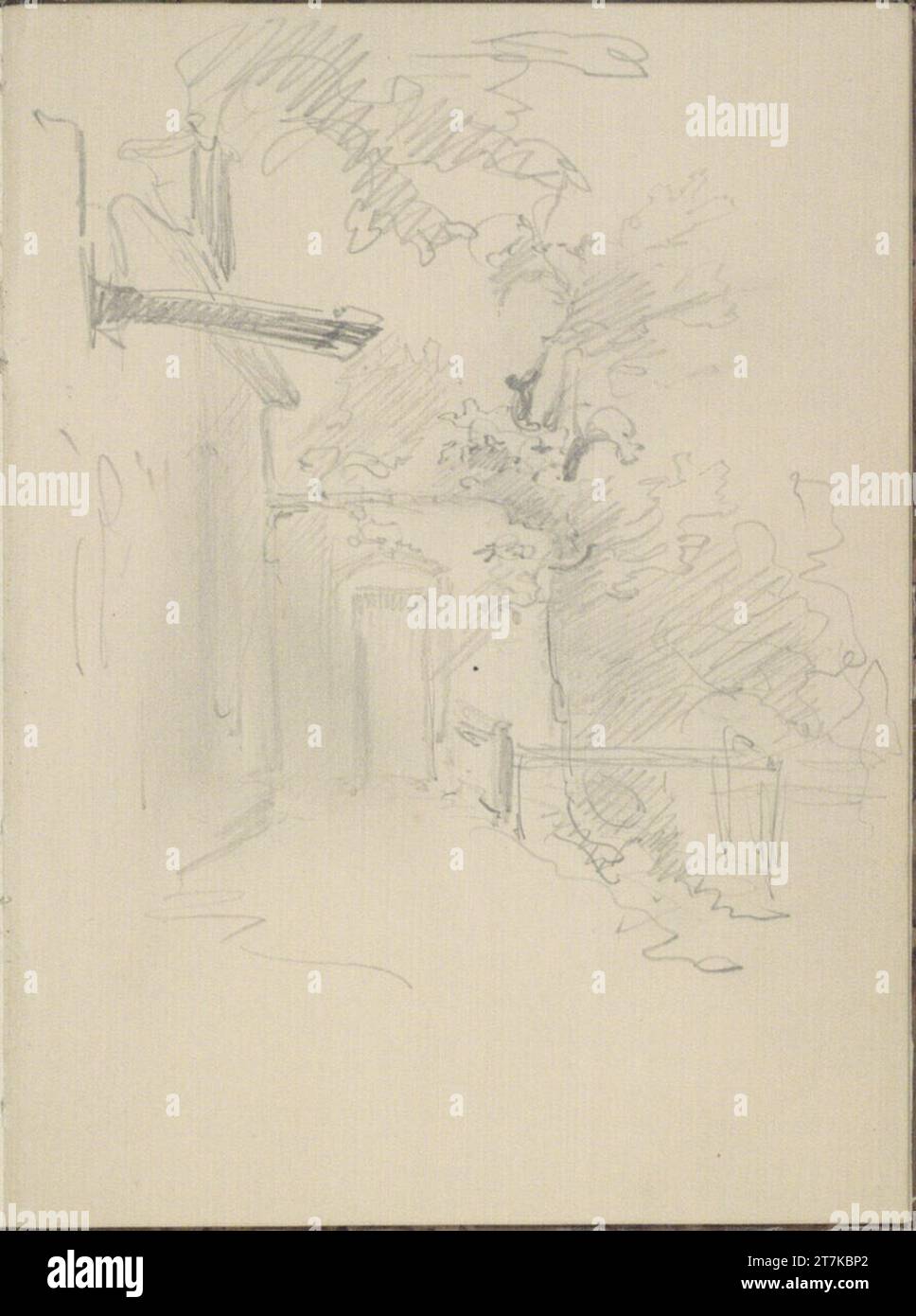 Josef Danhauser Sketch of a gate (headed in the sketchbook). Pencil ...