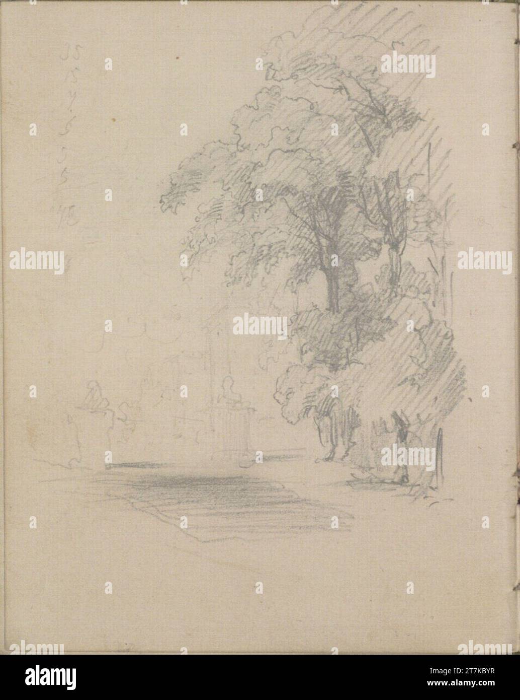 Josef Danhauser Street sketch with tree avenue and driveway; Invoice ...