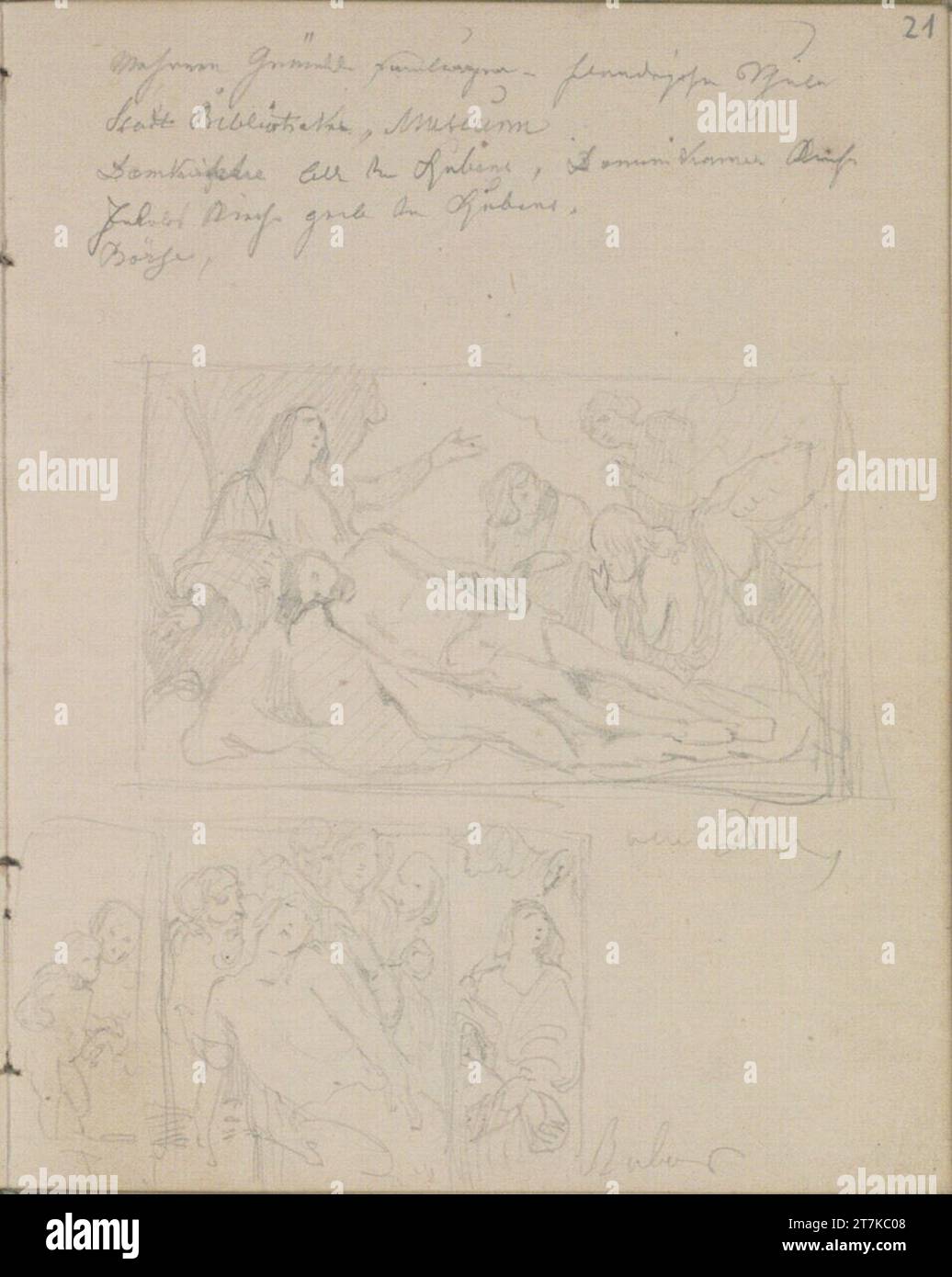 Josef Danhauser Sketches after Peter Paul Rubens' "Epitaph by Jan Michielsen and his wife Maria ...