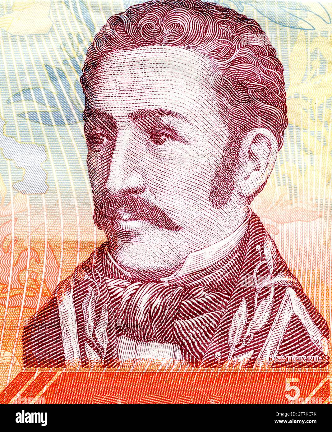 Jose Felix Ribas (1775 - 1815). Portrait from Venezuela Banknotes Stock ...