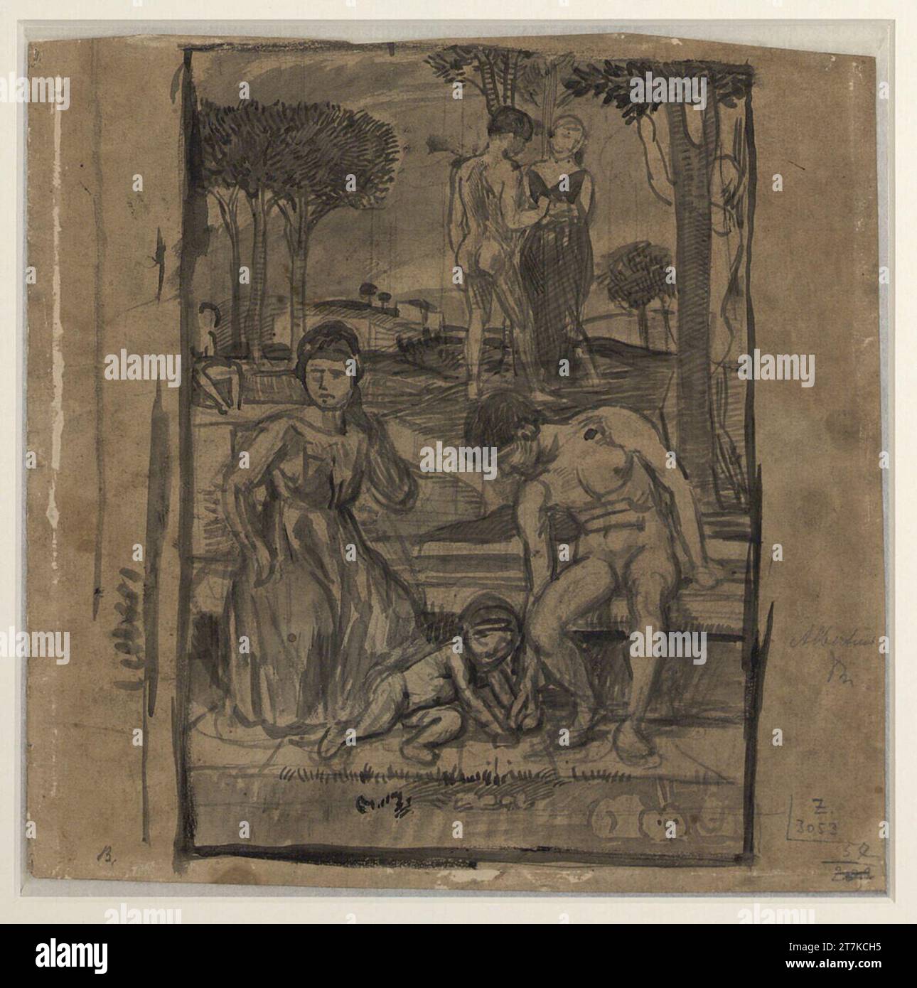 Johann Hans Reinhard von Marées For Idy II. Brush in black gray ...