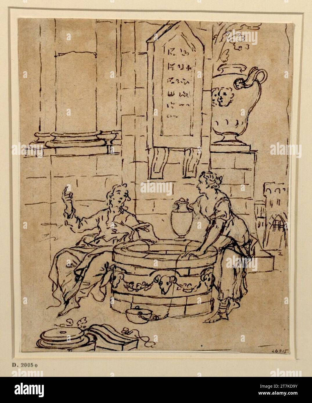 Daniel Gran Christ and the Samaritan. Feder, Bleigriffel Stock Photo - Alamy