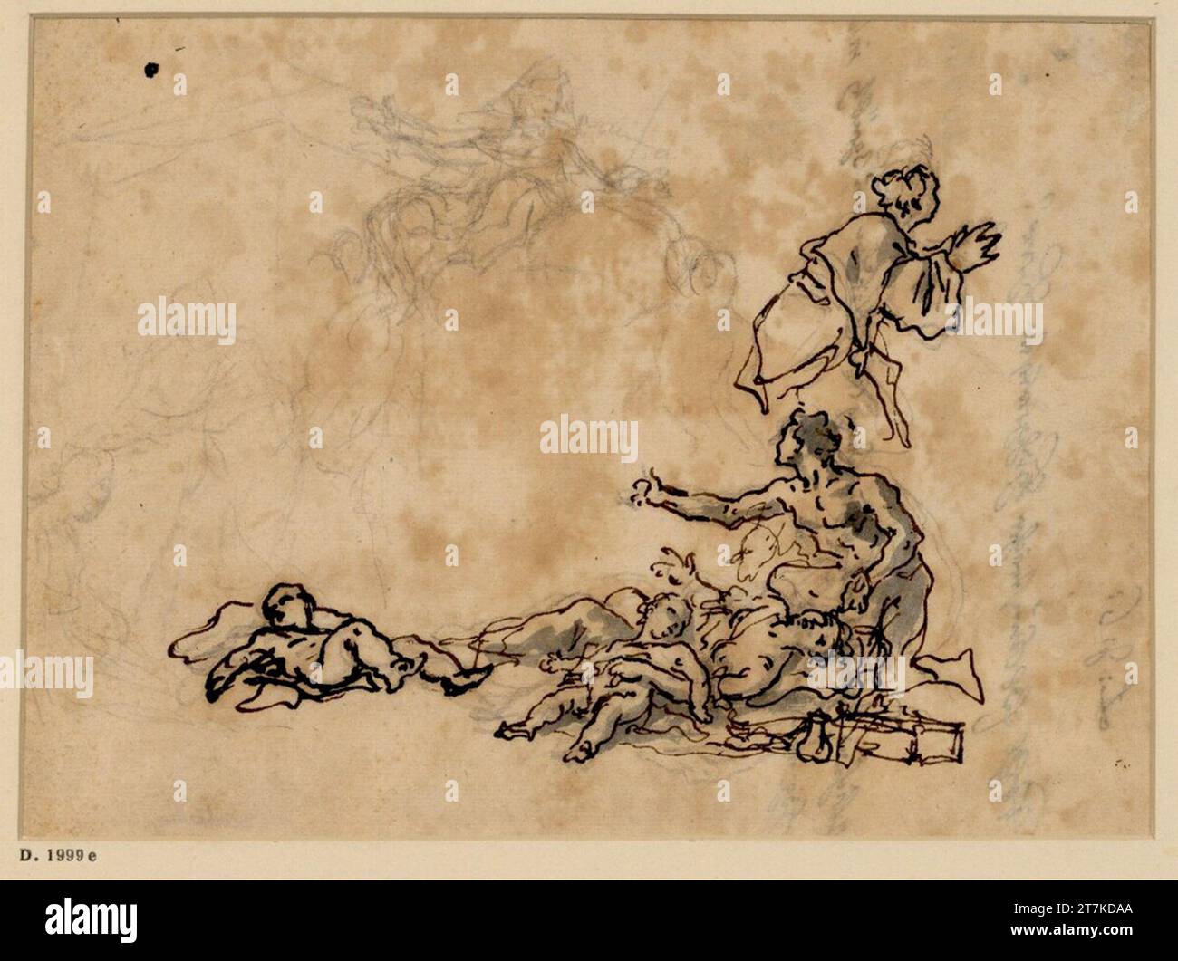 Daniel Gran Study on a plague picture. Feder, lead handle, laved Stock ...