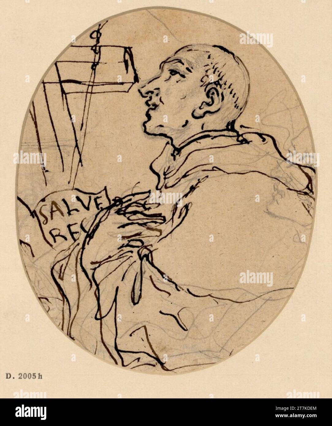 Daniel Gran Saint monk. Feder, Bleigriffel Stock Photo - Alamy