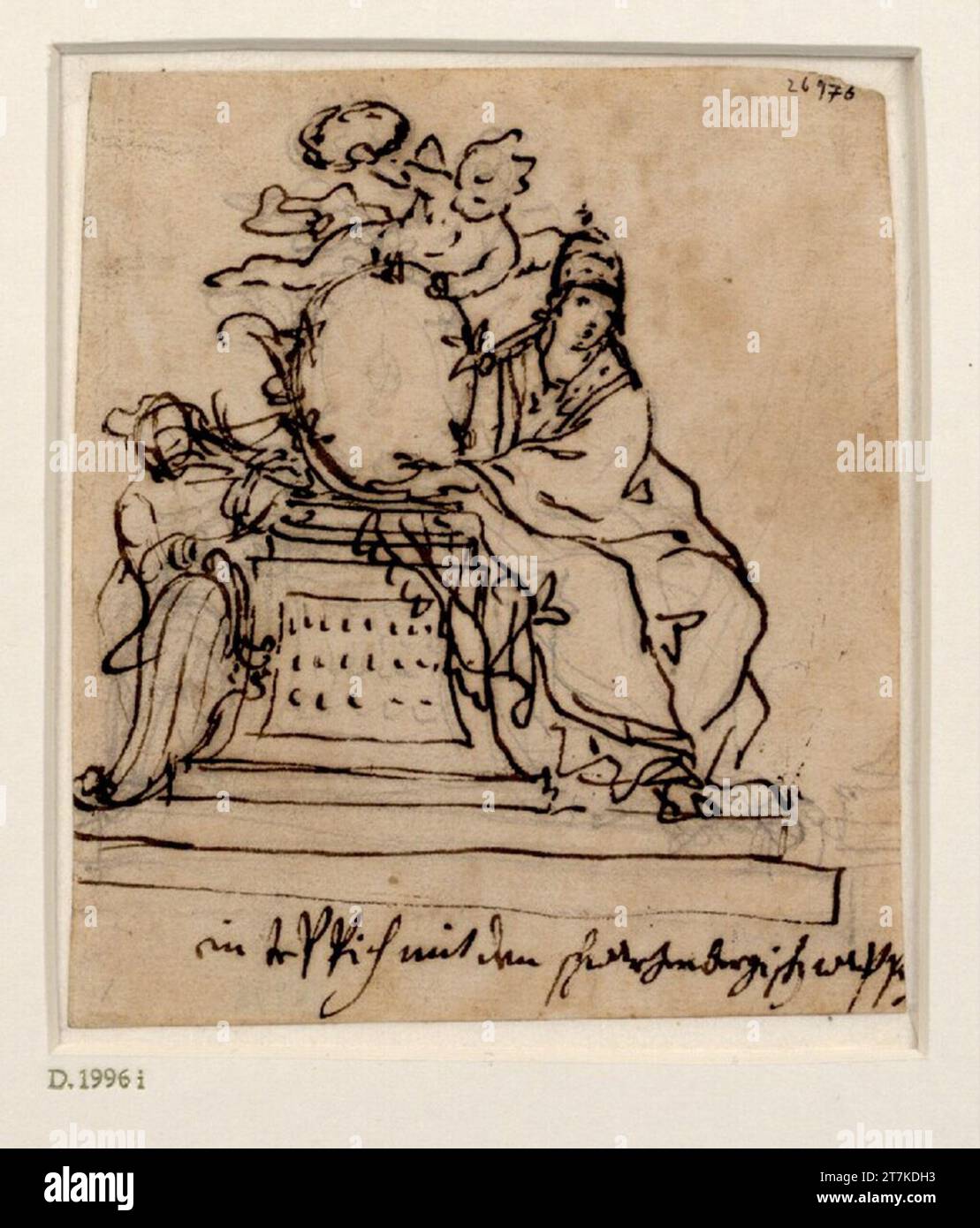 Daniel Gran Tomb with a figure of a Pope. Feder, Bleigriffel Stock ...