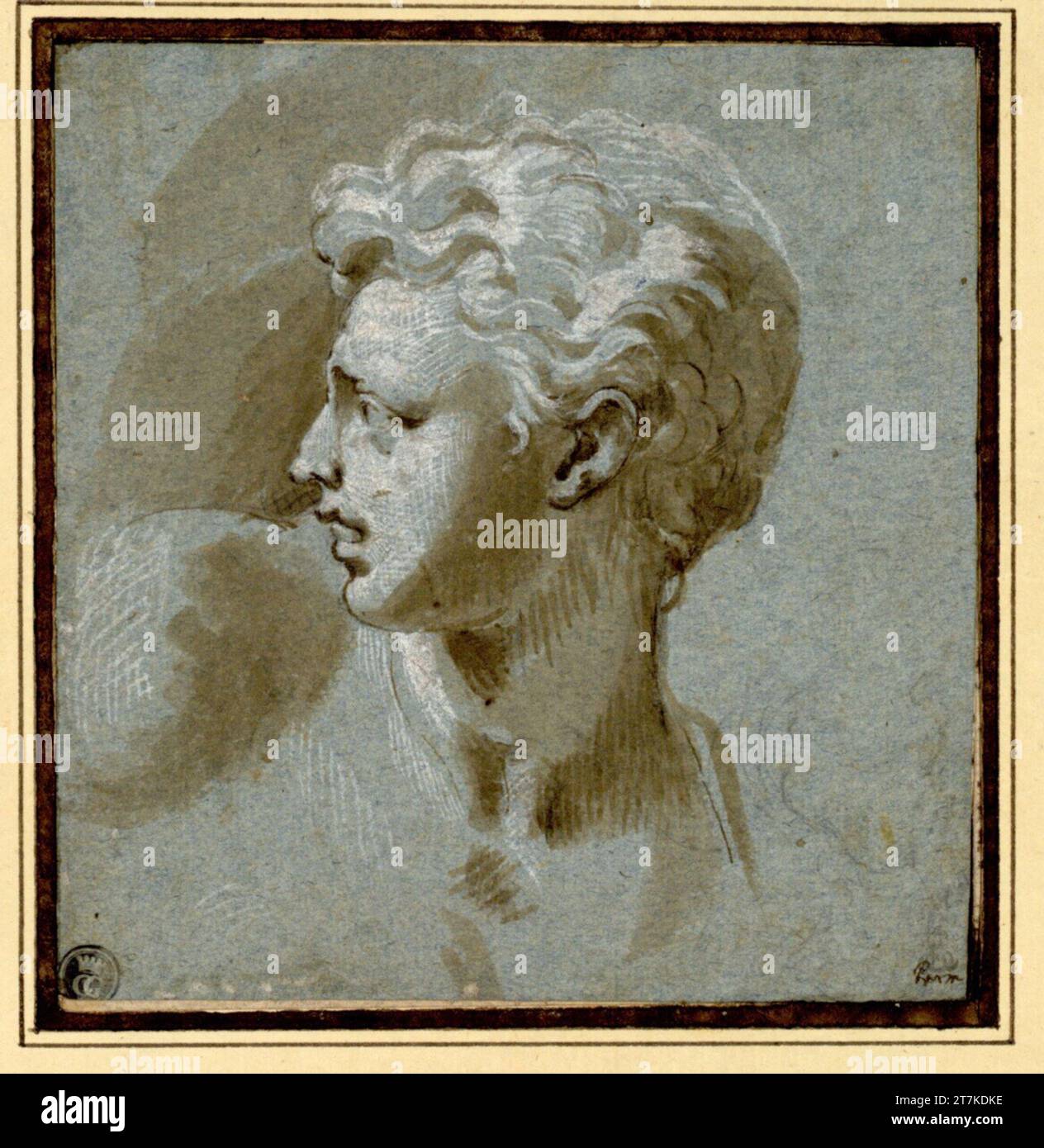 Anonym Half -length portrait of a young man in the profile to the left ...