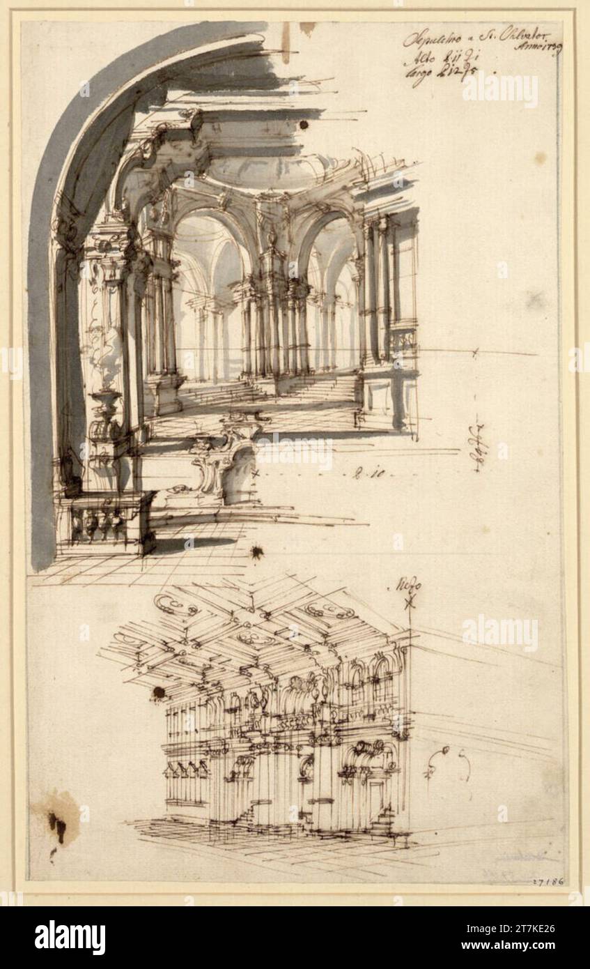 Antonio Galli Bibiena Skizzenblatt. Draft for an architectural backdrop ...