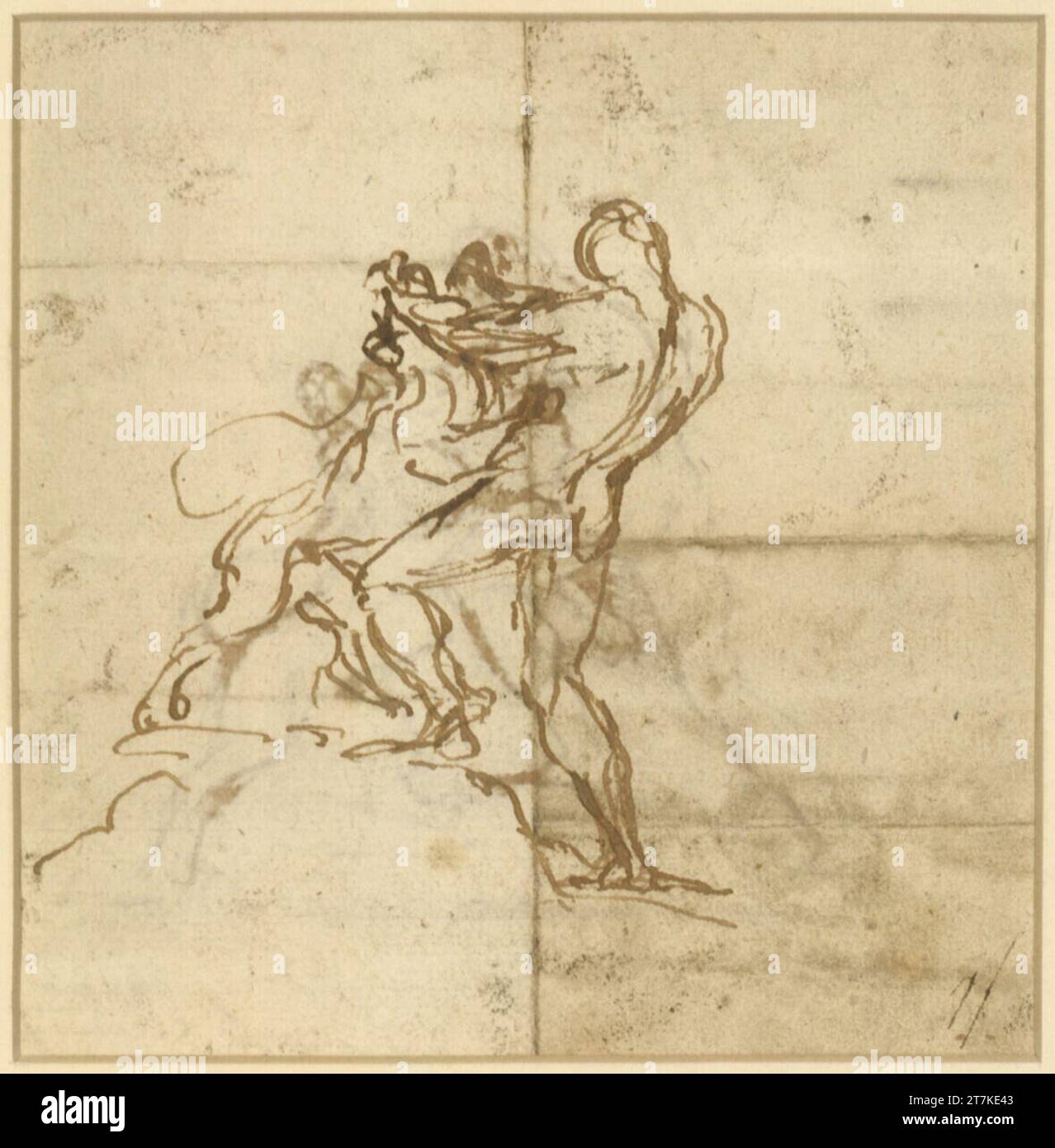 Georg Raphael Donner Hercules and the lion. Feder in brown Stock Photo ...