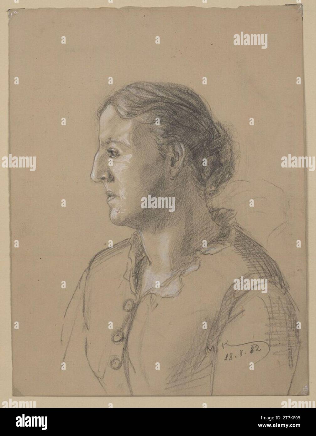 Marie Lippert-Hoerner Frauenkopf to the left. Pencil, deck white ...