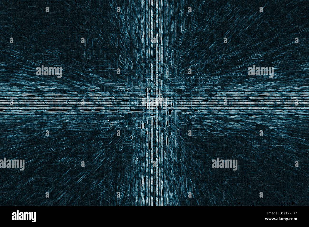 Abstract 3d image of the merging of paths in the center. Crossroad ...