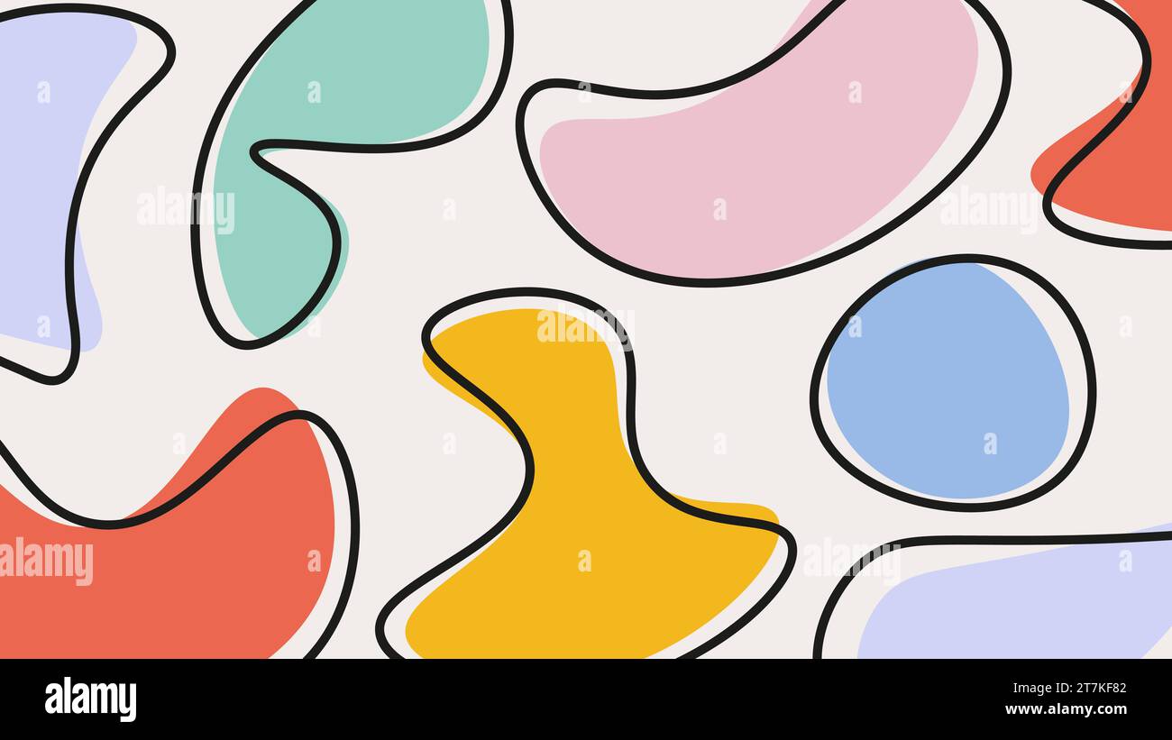 Abstract retro vector background with organic memphis shapes and lines ...