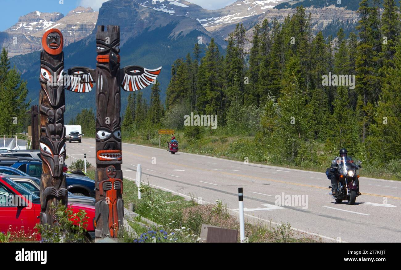 Motorcycles on the CANADIAN ROCKIES road Stock Photo - Alamy