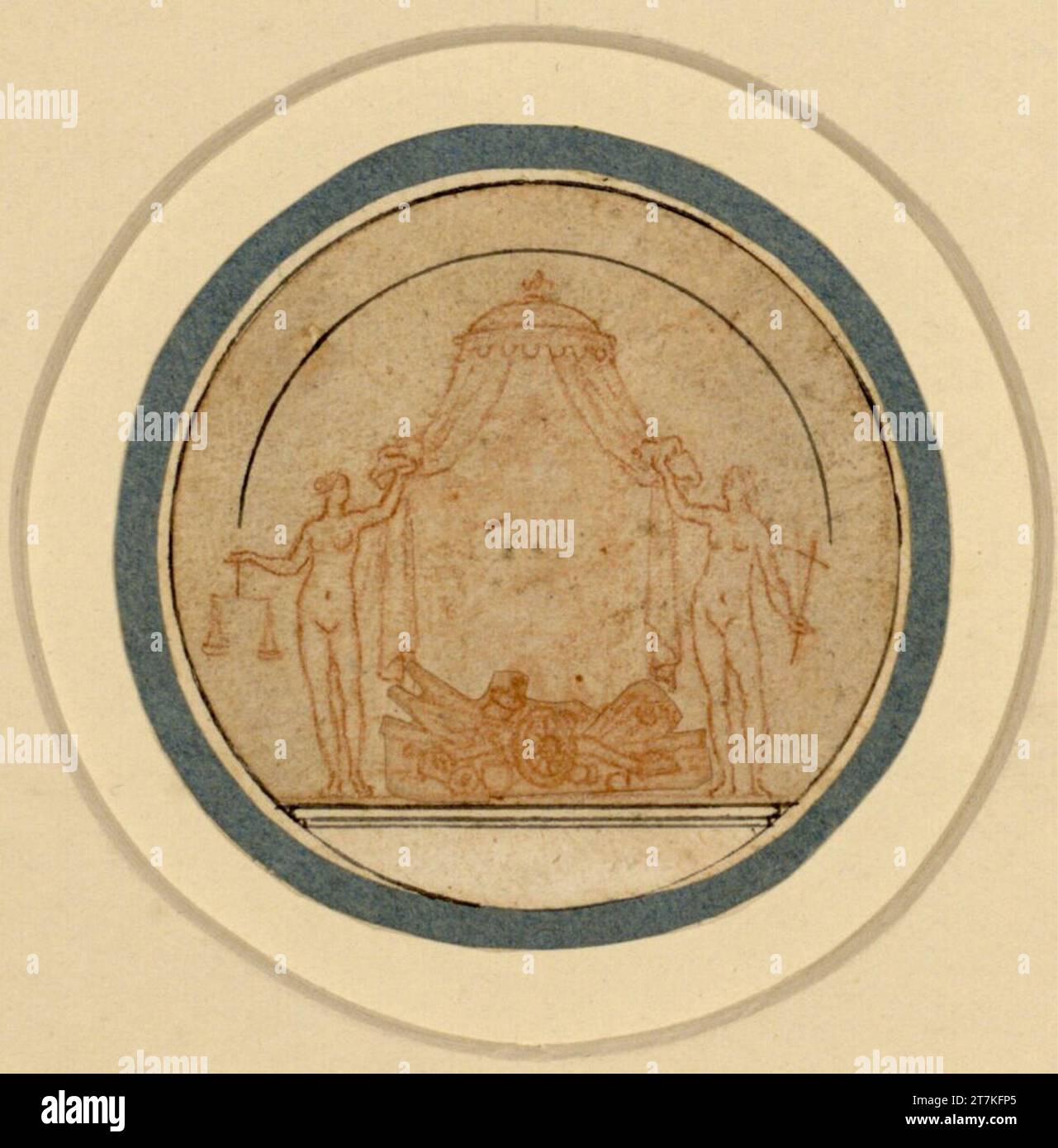 Sébastien Le Clerc Cannons under a canopy. Red Chalk , circular circuit ...