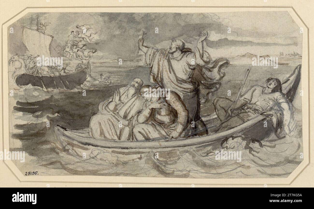 Gustav Gaul The ghost ship of Venice. Pencil, brush, gray lavated ...