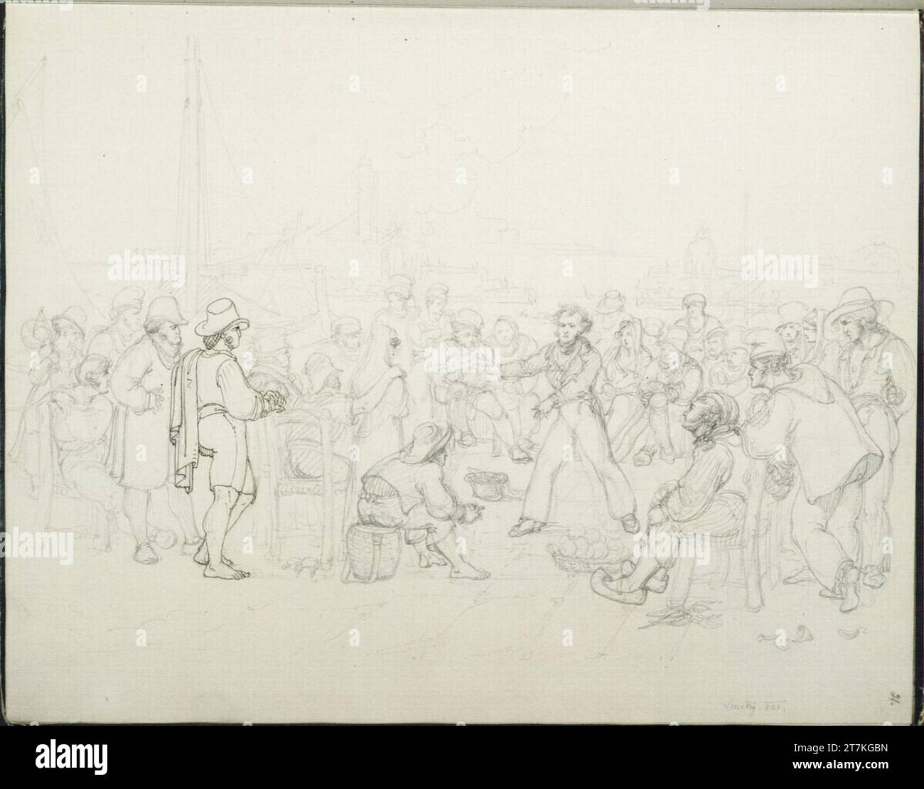 Peter Fendi Street artist (magician) in Venice. Pencil; Ink spring 1821 ...