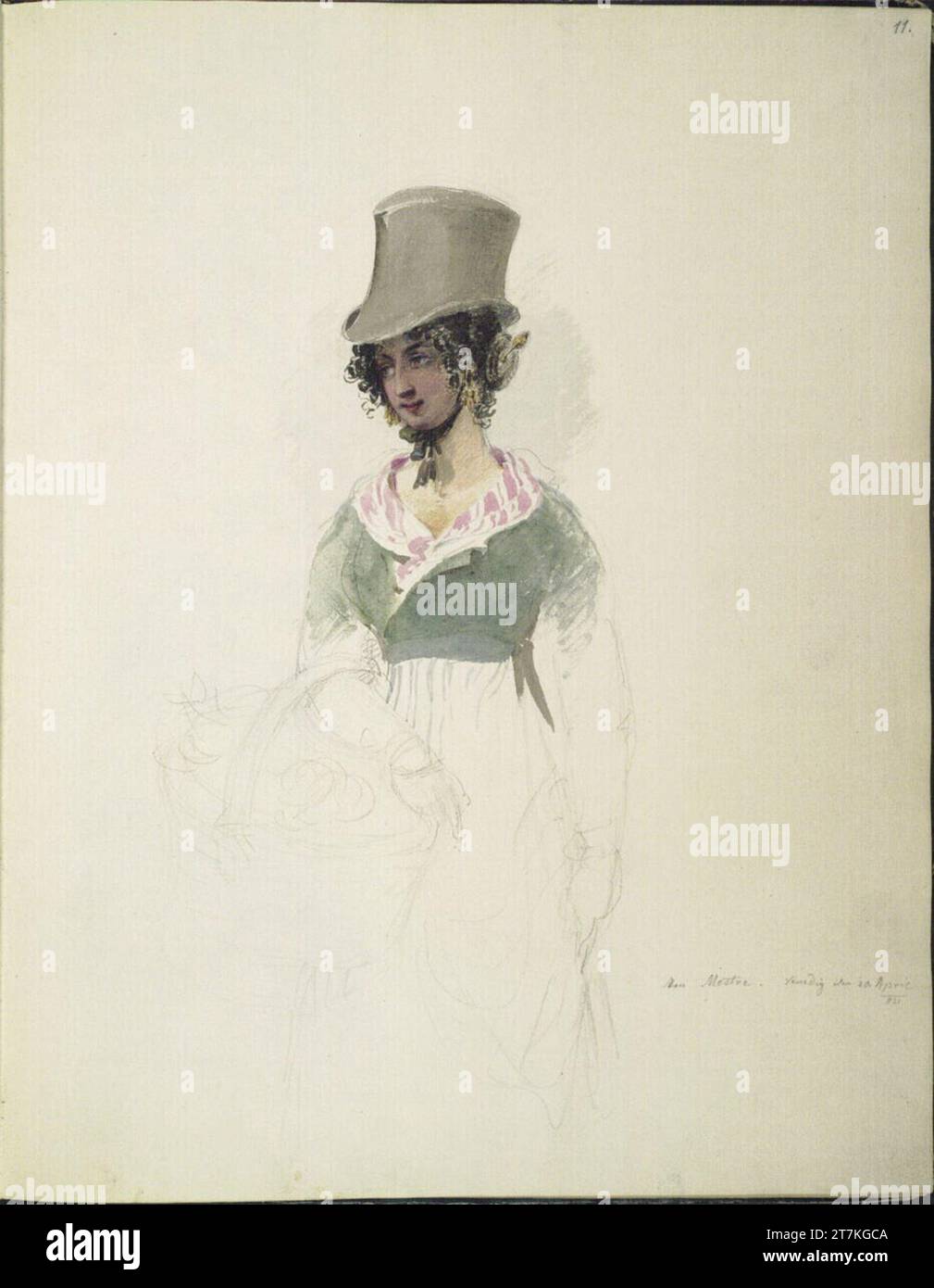 Peter Fendi Lady of Mestre, Venice. Pencil; watercolor 20. April 1821 ...