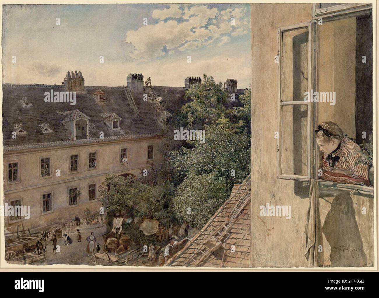 Rudolf von Alt View of the Alservorstadt. Watercolor, cover colors ...