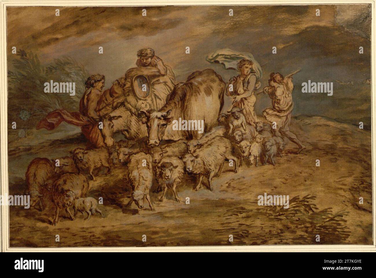 Giovanni Francesco Castiglione Home of the shepherds in front of the ...