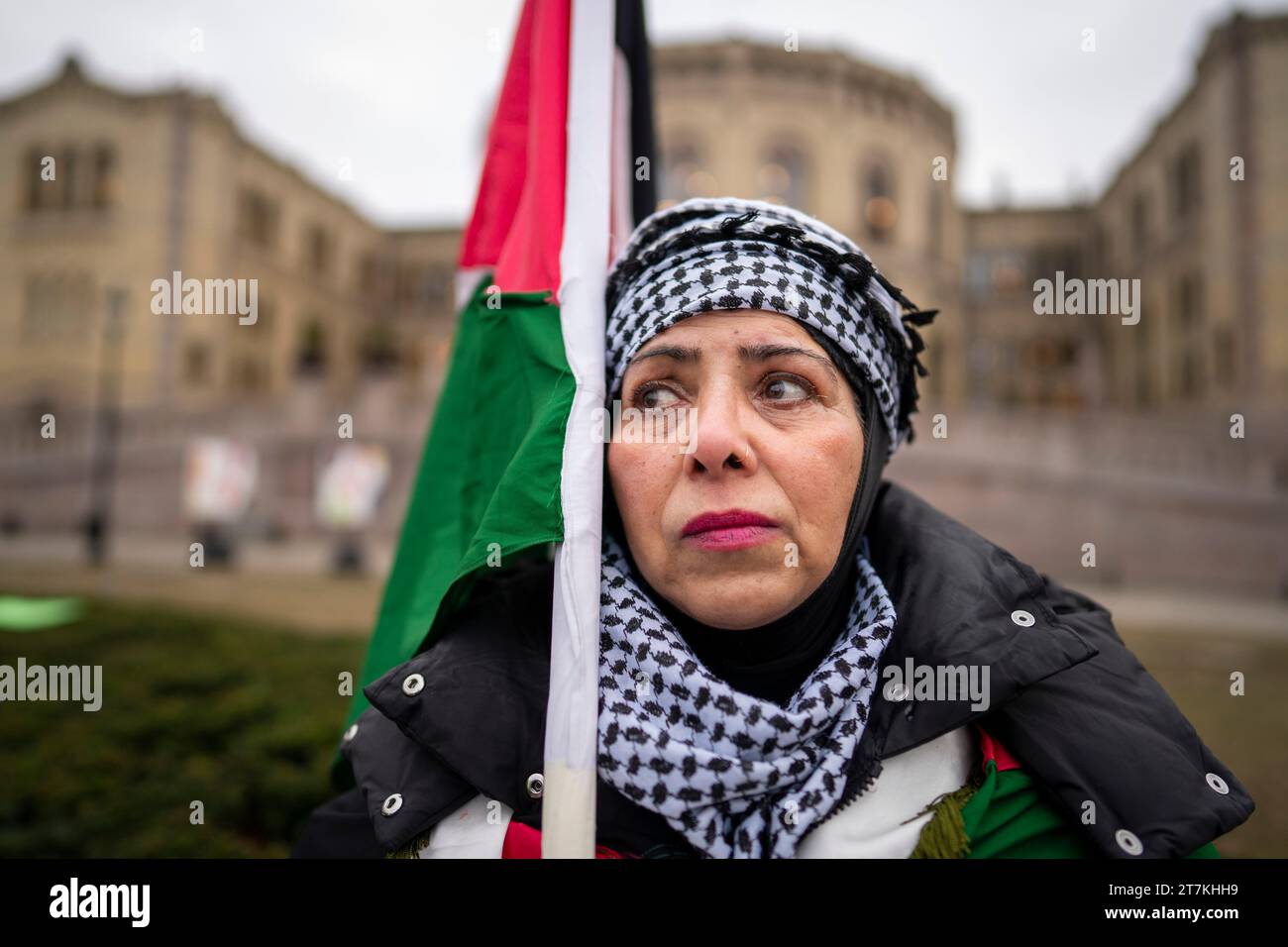 Oslo 20231116.Norwegian-Palestinian Semira Shakr Karim at Eidsvoll's ...
