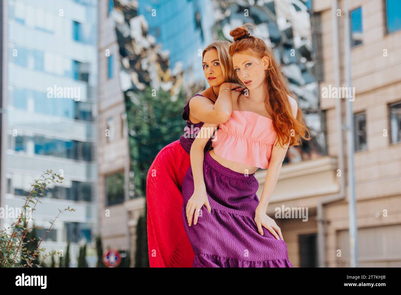 Confident and Fashionable Women Posing in Urban City Background Ideal ...