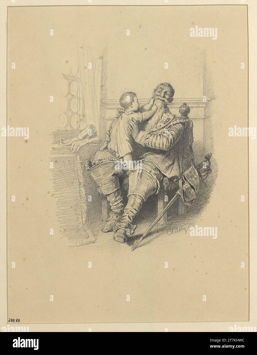 Karl Theodor von Piloty Warrior of the 17th century, playing with a ...