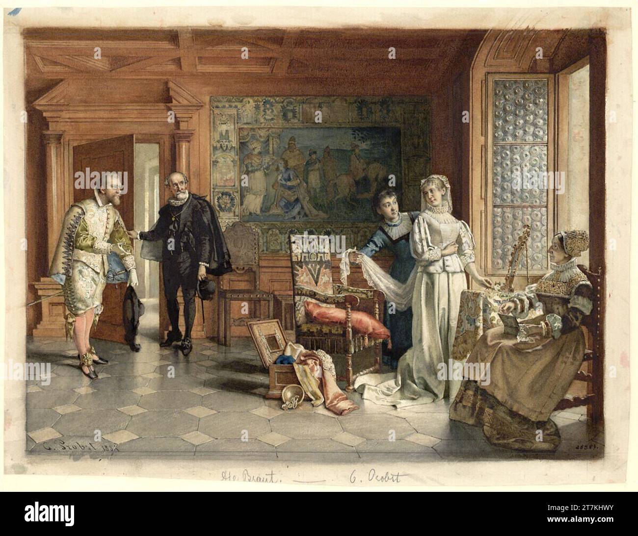 Karl Probst The bride. Watercolor 1881 , 1881 Stock Photo - Alamy