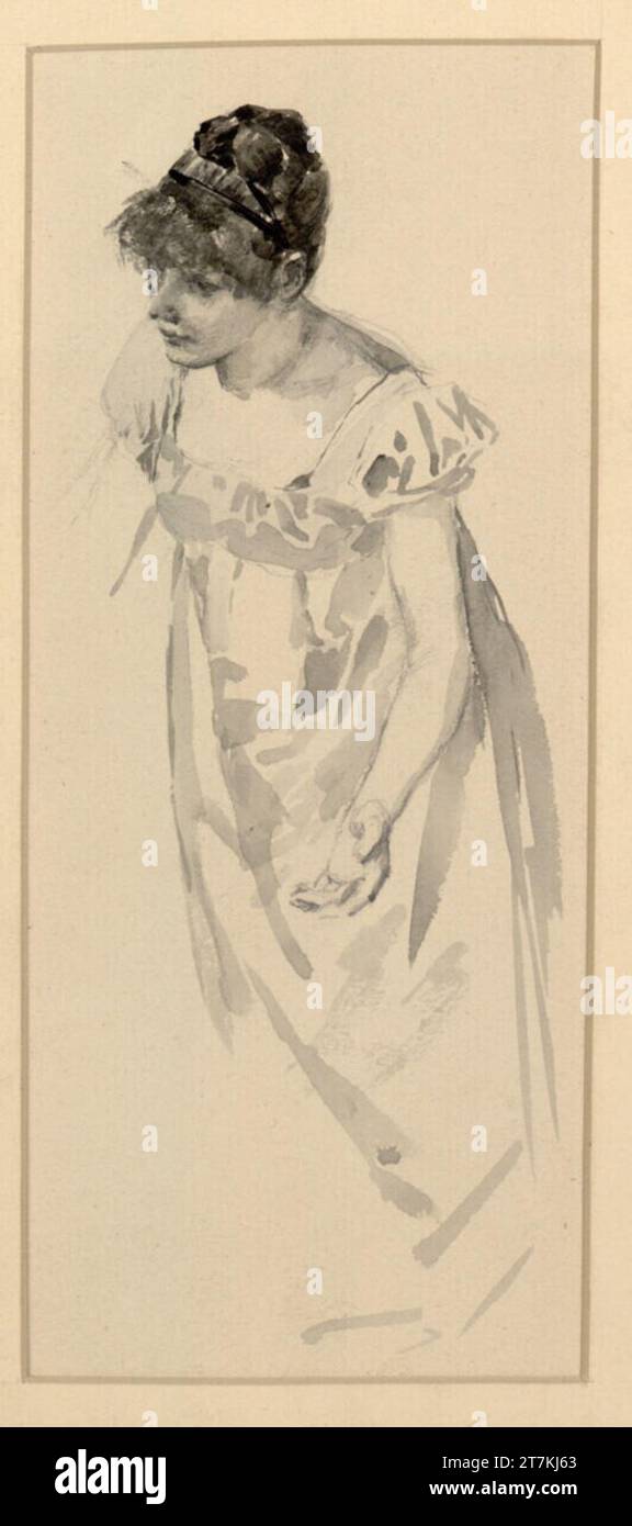 Heinrich Lefler Prefered girl. Pencil, watercolor 1889 , 1889 Stock ...