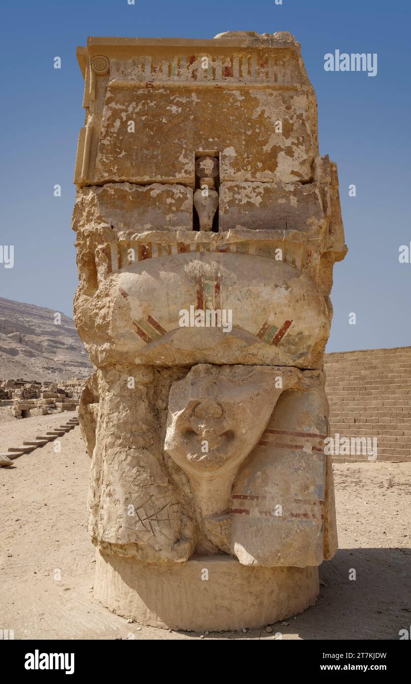 Close up of relief on column capital in the Ptolemaic Temple at ...