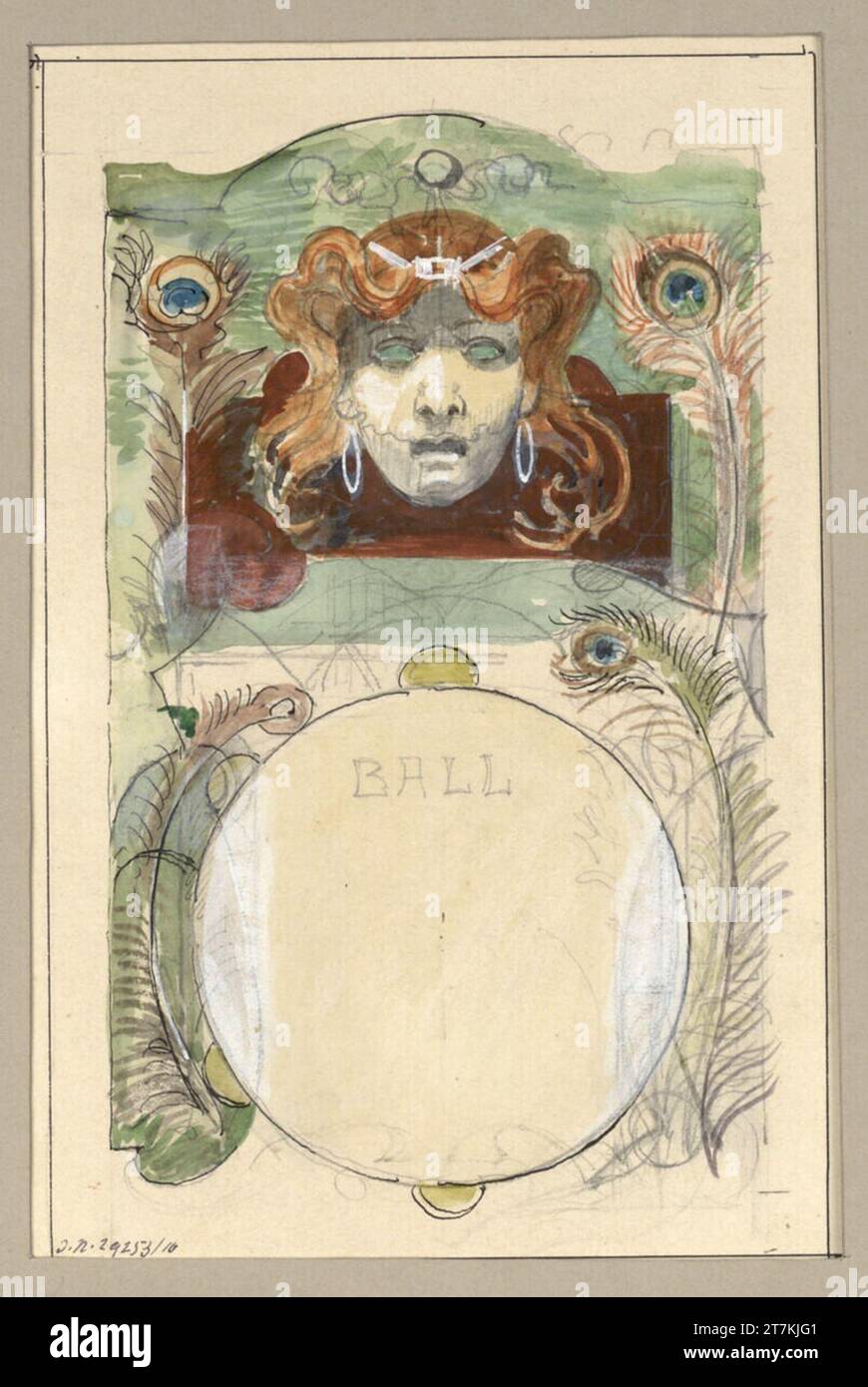 Julius Victor Berger Ballvignette. Pencil, spring in black, watercolor ...