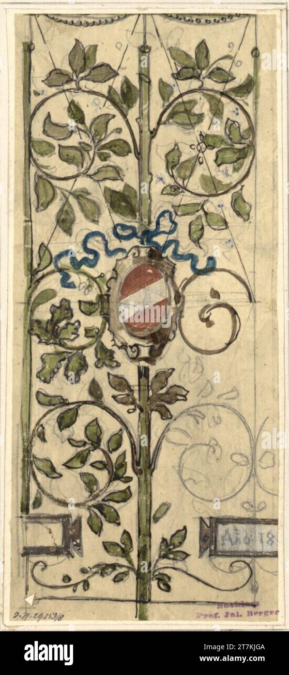 Julius Victor Berger Filling with shield. Pencil, watercolor, feather ...