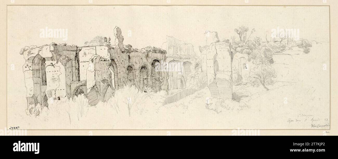 Carl Wagner Ruins of the imperial palaces in Rome. Pencil, partly ...