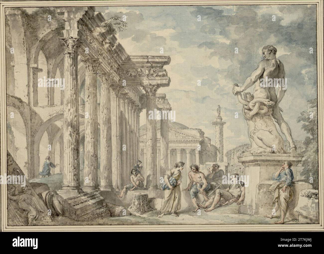 Giovanni Paolo Pannini Architecture backdrop with Corinthian columns ...