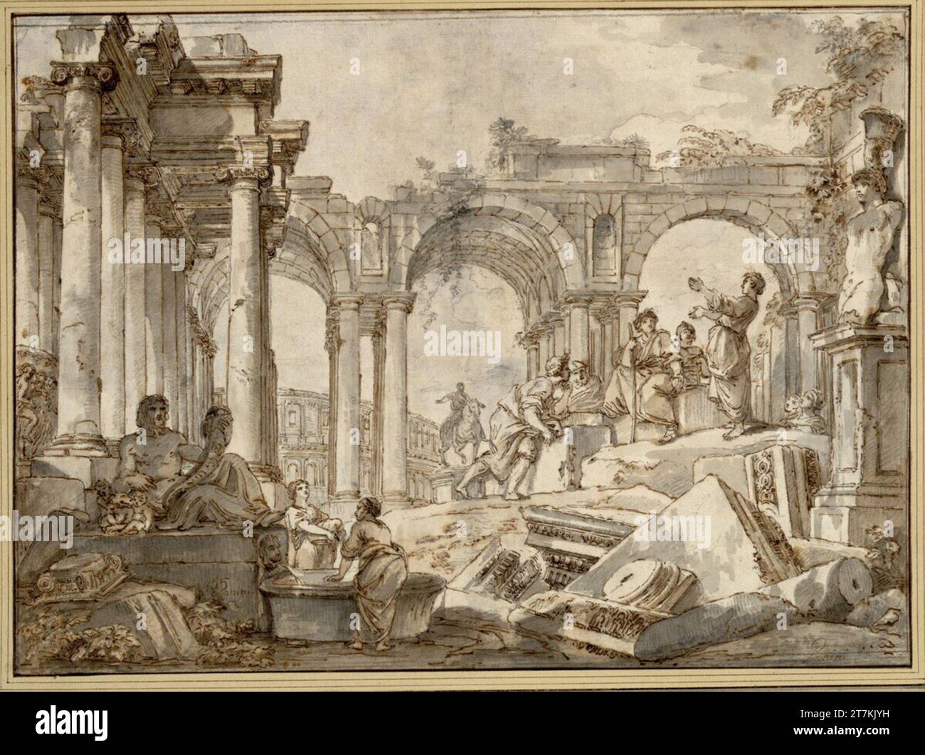 Giovanni Paolo Pannini Amphitheater of Titus. (On the left the statue ...