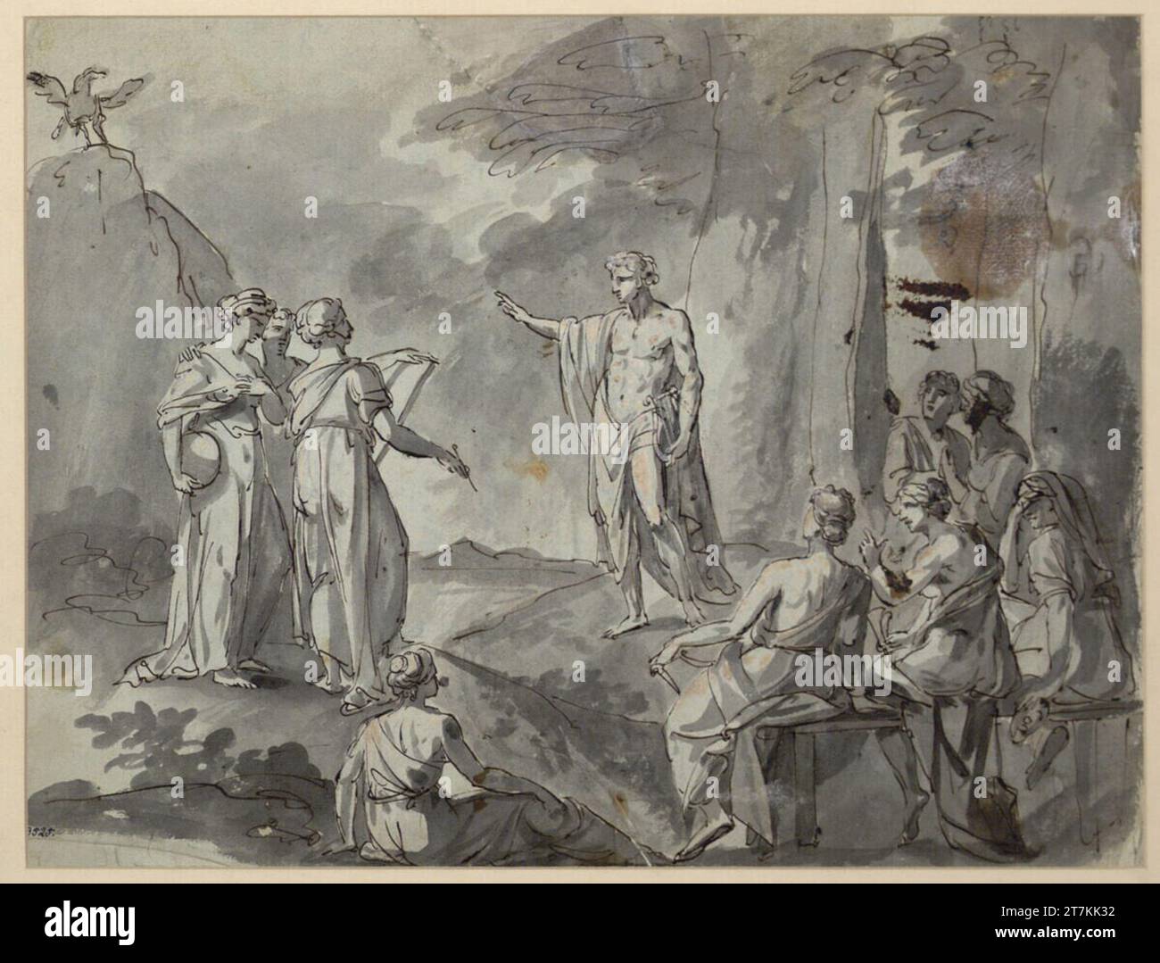 Heinrich Friedrich Füger Apollo and the nine muses. Feder in brown ...